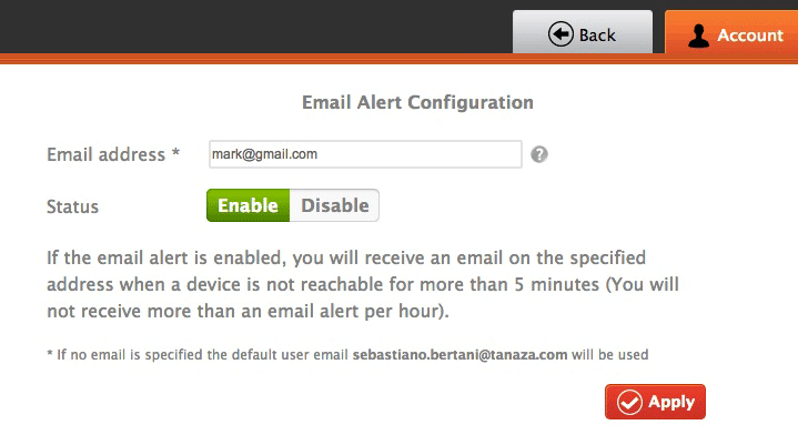 Email alerts to know if the Wi-Fi APs are on-line or not